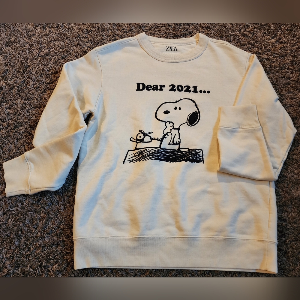 Zara X Peanuts Snoopy Dear 2021 Graphic Cream Pullove… - Gem